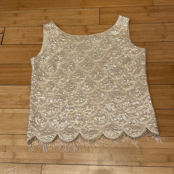 Vintage | Tops | Vintage Hand Beaded 95s To 1960s Champagne Zip Back ...